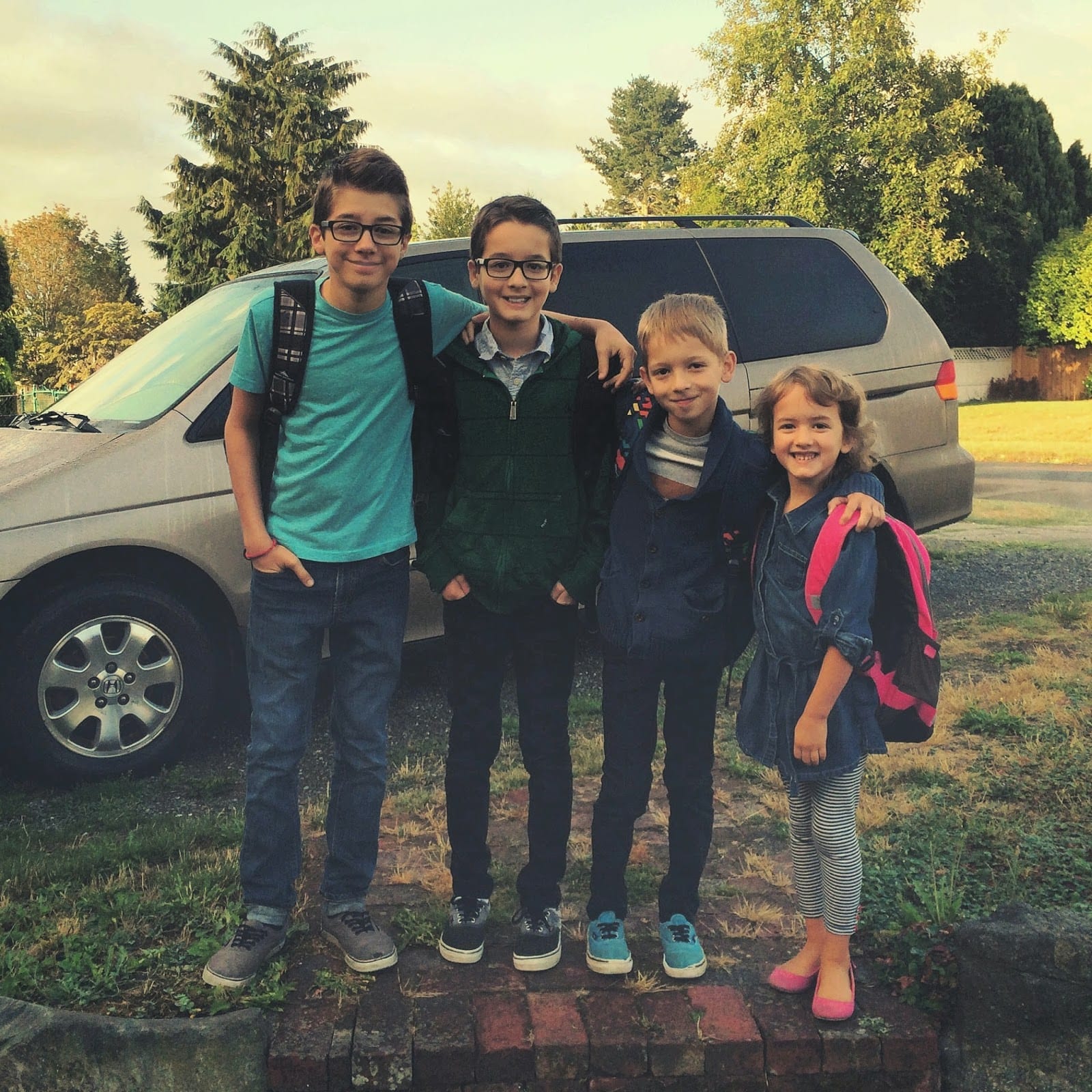 All four kids...all day...three different schools | The Hirschmans